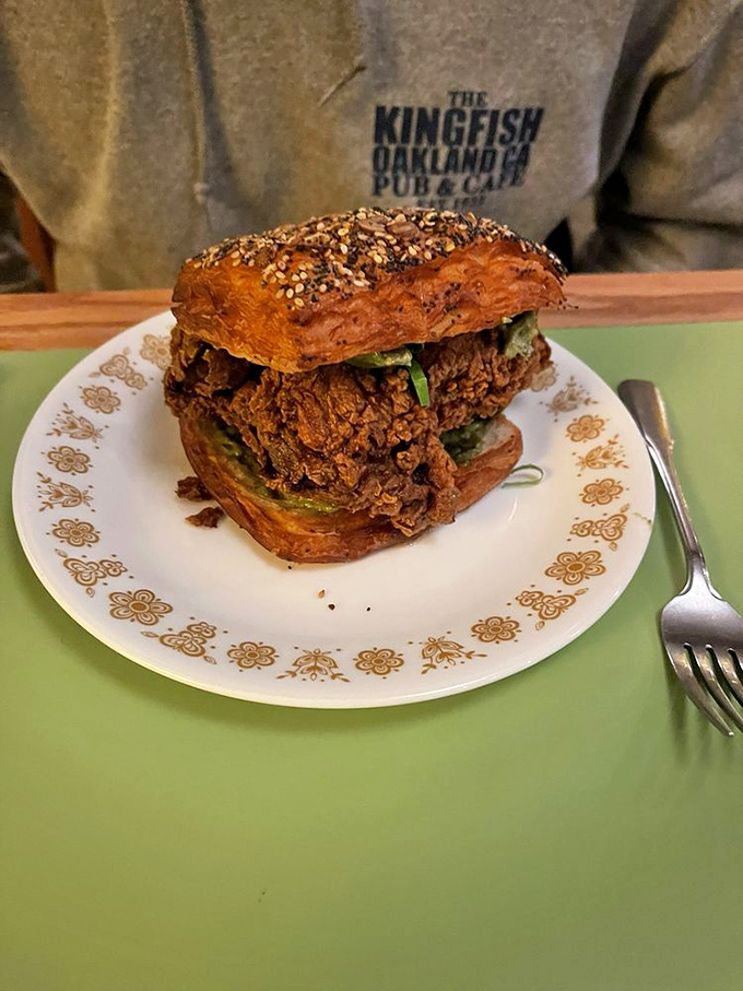 A fried chicken sandwich that makes you wonder why you ever settled for fast food versions. This is what chicken dreams of becoming.