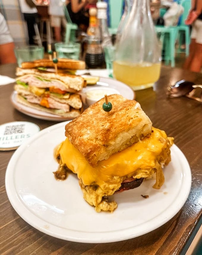 Melted cheese cascading over egg and meat creates the breakfast sandwich equivalent of Niagara Falls&mdash;mesmerizing and worth the trip.