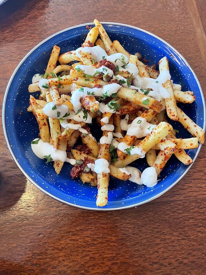 Those Greek fries aren't just a side dish—they're a revelation drizzled with tzatziki that might make you temporarily forget your loyalty to ketchup.