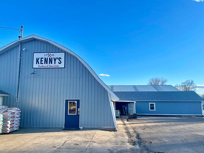 Kenny's Hardware proves that in small-town America, the quonset hut is still architectural royalty. Farm supply shopping never looked so inviting!