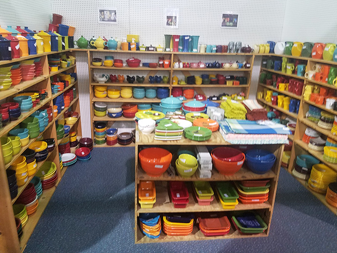 Fiestaware heaven! This rainbow explosion of vintage dishes has caused more spontaneous kitchen redecorating projects than all of HGTV combined.