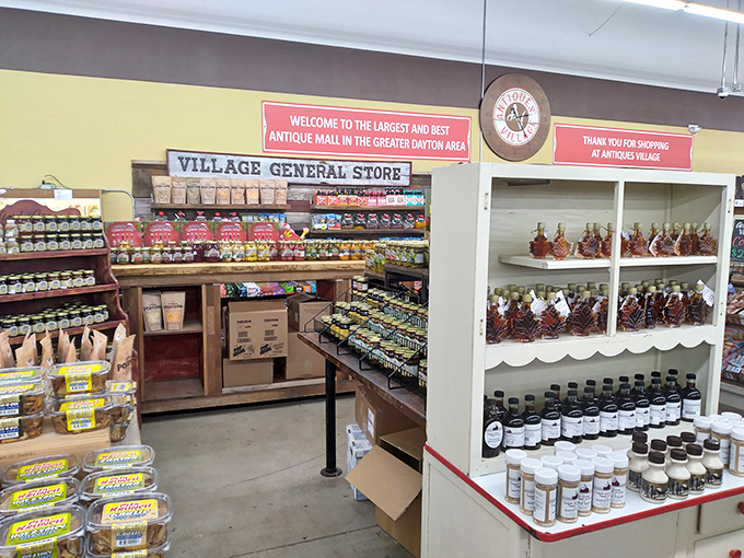The Village General Store section proves nostalgia is delicious too. Those jars probably contain flavors your taste buds forgot existed but will thank you for rediscovering.