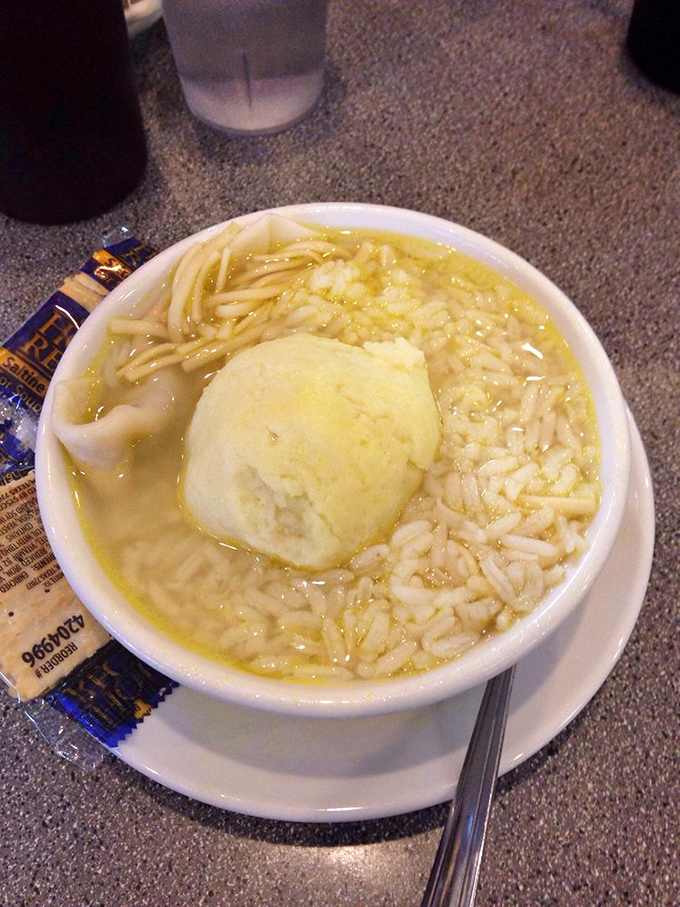 The noodle version adds another dimension to the matzo masterpiece. Comfort food engineering at its finest.