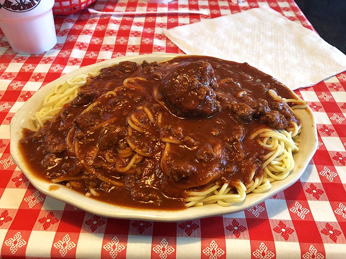 Sauce so generous it's practically a soup, with meatballs the size of golf balls. This isn't a meal; it's a commitment to excellence.