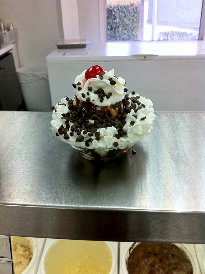 Even Wall's "mini" sundaes defy modesty, with chocolate chips standing guard around a mountain of whipped cream and that obligatory cherry sentinel.