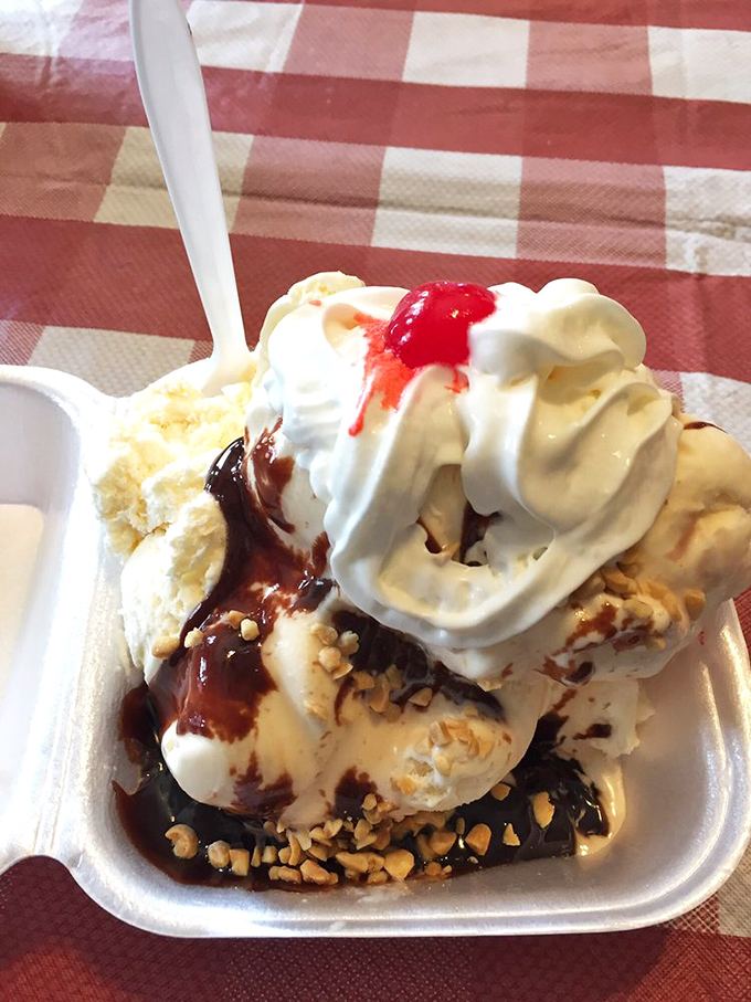 Hot fudge cascading over ice cream like chocolate lava. The whipped cream isn't just a topping&mdash;it's the cloud you'll float on after each bite.