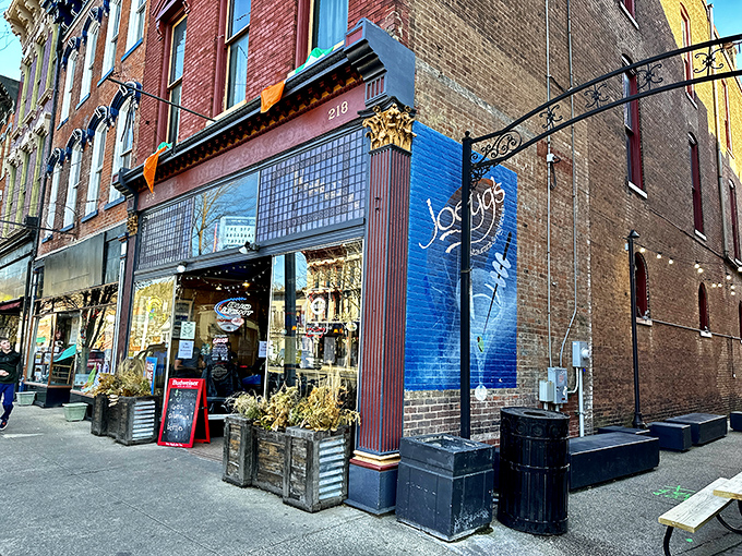 Joggy's storefront blends seamlessly into Madison's brick-lined streetscape&mdash;where shopping local isn't trendy, it's tradition.