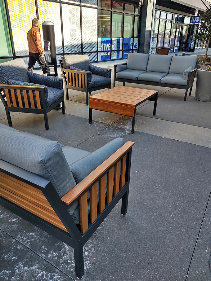Strategic rest zones with comfortable seating provide the perfect intermission between shopping acts&mdash;a moment to regroup before the next retail adventure.