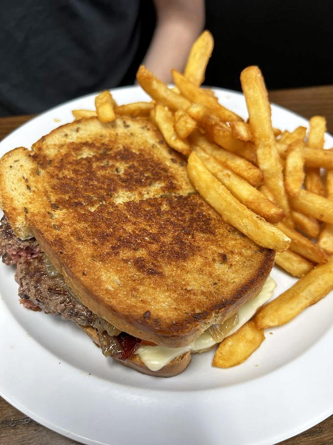 A patty melt that reminds you why sandwiches were invented in the first place. That cheese pull deserves its own Instagram account.