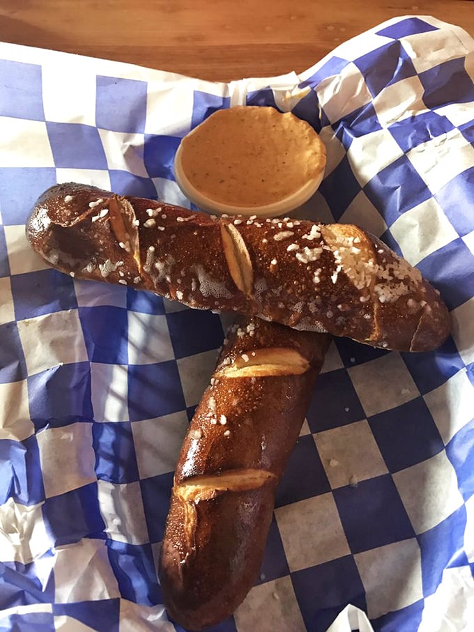 The classic pretzel with beer cheese &ndash; a relationship more perfect than any Hollywood romance. That mahogany crust deserves its own fan club.