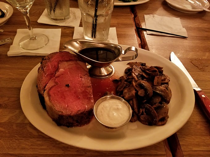This isn't just meat and mushrooms; it's a masterclass in steakhouse simplicity. That au jus is practically liquid gold for beef enthusiasts.