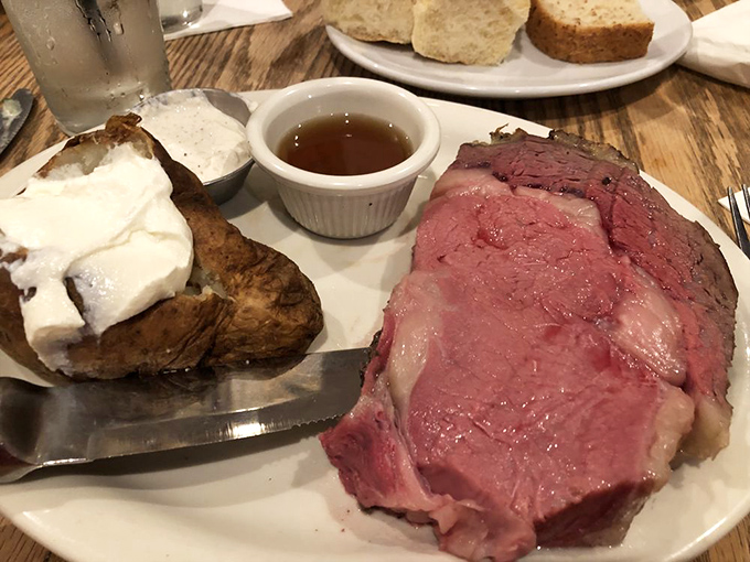 The medium-rare masterpiece with au jus and a proper baked potato. Simple perfection doesn't need to reinvent the wheel.