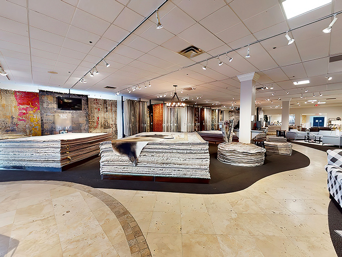 A carpet wonderland where rugs aren't just floor coverings but art pieces waiting to anchor your room's entire personality.