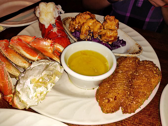 Lobster tail that would make a New Englander weep with joy. The sweet meat practically begs for that dip in warm butter.