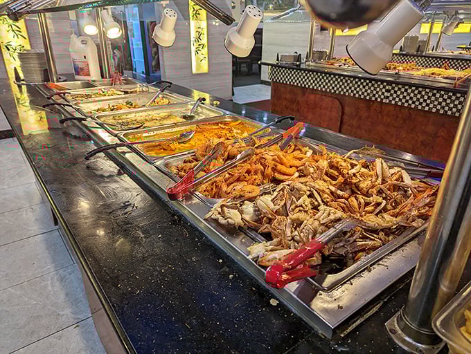Seafood heaven achieved! Snow crab legs, crawfish, and shrimp create the maritime equivalent of a gold rush, causing otherwise reasonable adults to strategize like military generals.