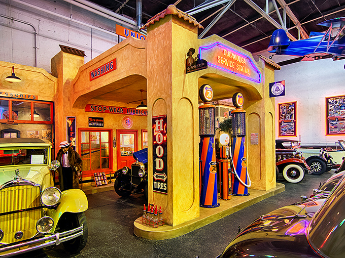 This meticulously recreated vintage service station isn't just decoration&mdash;it's a portal to an era when gas jockeys checked your oil and cleaned your windshield.