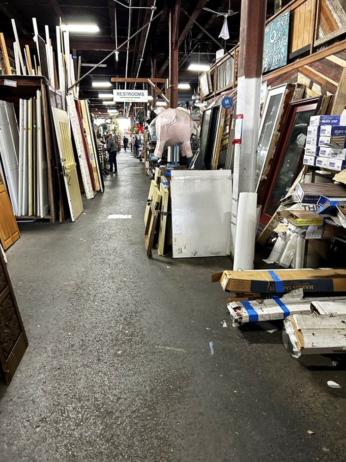 Treasure hunters navigate narrow aisles packed with possibility. That elephant statue might just become someone's conversation piece by sundown.