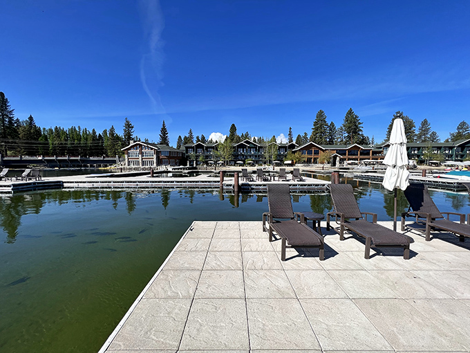 Lakeside luxury awaits at this resort where lounge chairs stand at attention, ready for you to collapse with a good book after paddleboarding.
