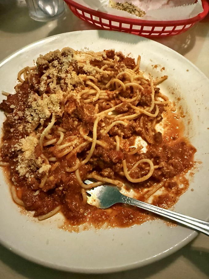 Spaghetti with meat sauce that doesn't hide behind fancy plating&mdash;just honest-to-goodness flavor that demands to be twirled and savored.