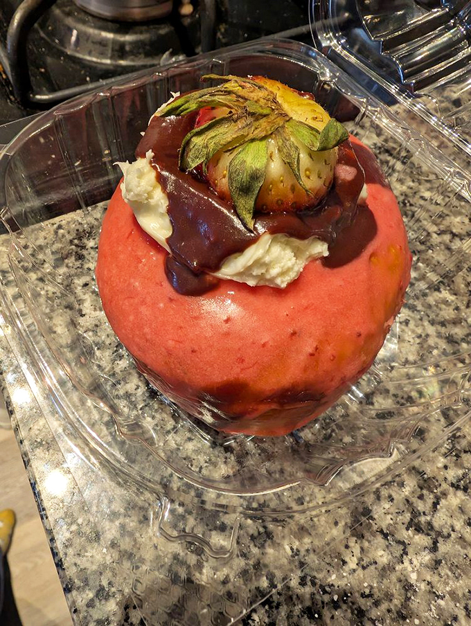 This strawberry creation isn't just a donut &ndash; it's what happens when breakfast decides to dress up for the prom.