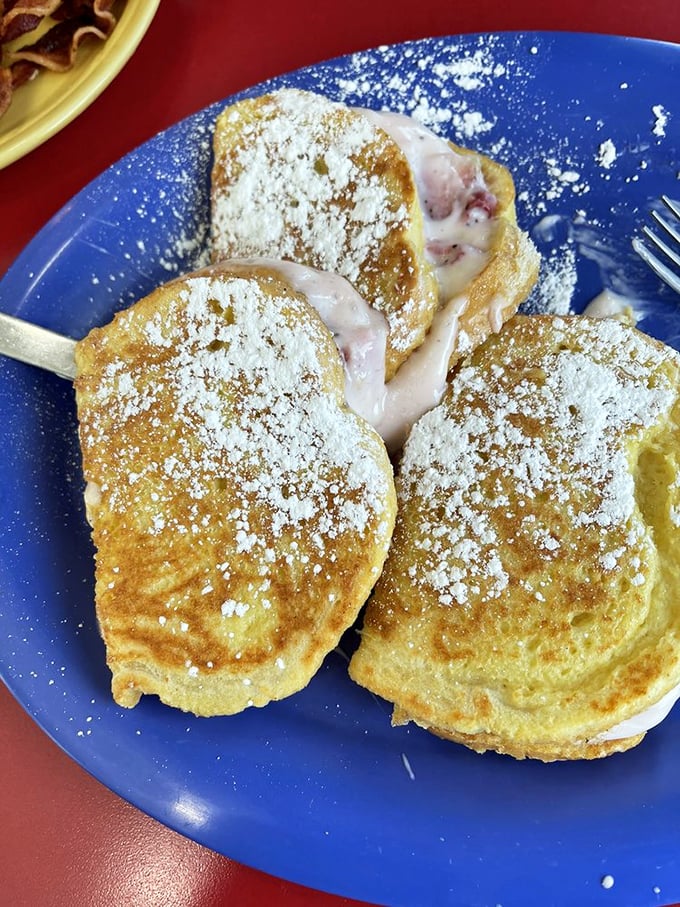 Strawberry-stuffed French toast that makes you wonder why you ever settled for ordinary toast. This is breakfast's glamour shot.