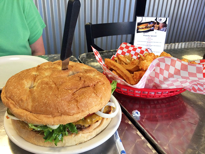 The one-pounder arrives like a celebrity, commanding attention and respect. Your stomach just whispered, "We're gonna need backup."