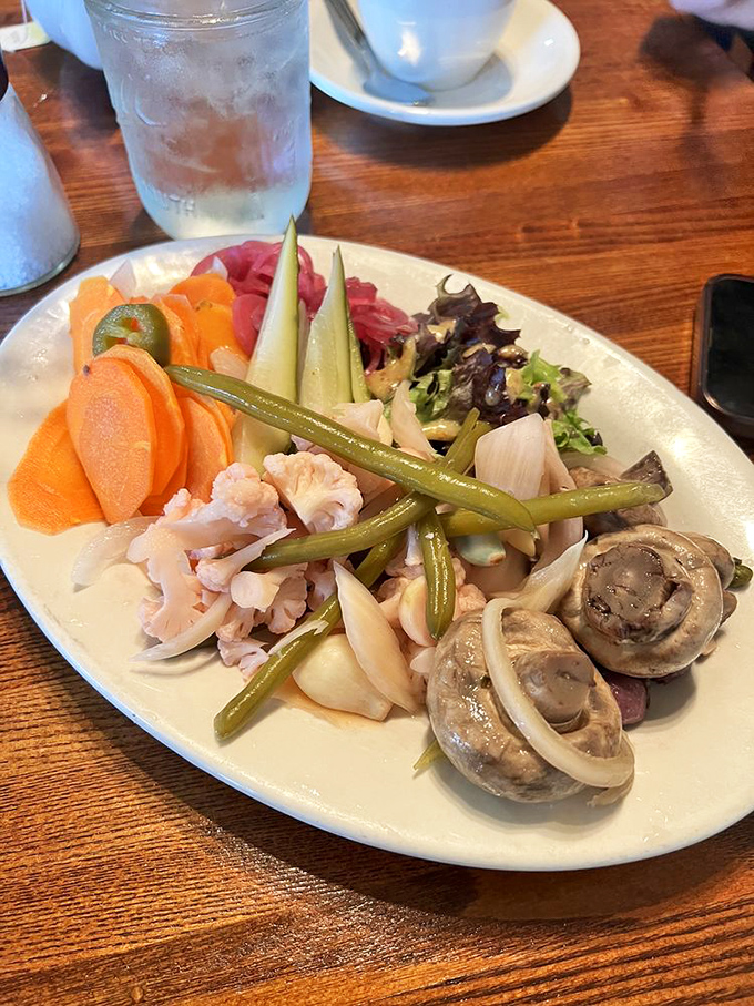 A plate that celebrates pickled perfection&mdash;where vegetables aren't just side characters but the colorful stars of this edible ensemble.