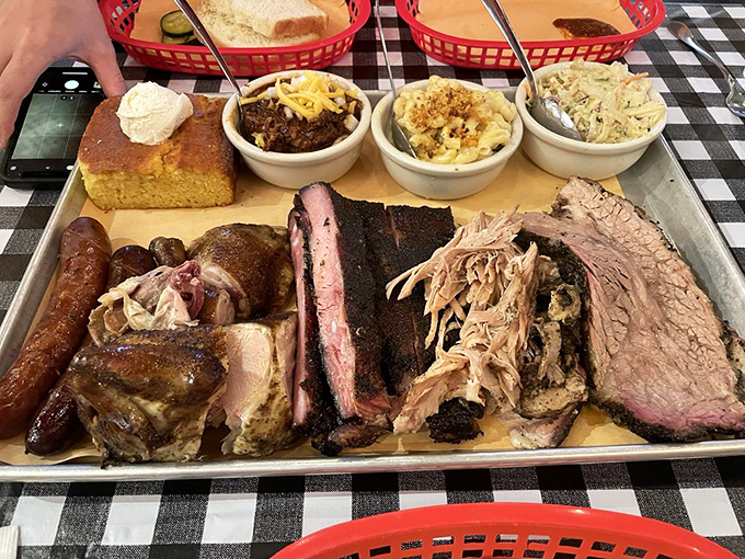 Barbecue nirvana: a tray loaded with every smoked delight Jack's offers, plus sides that refuse to be mere afterthoughts. 