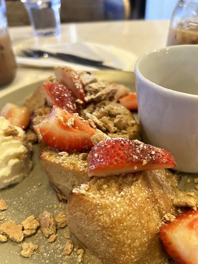 Tiramisu for breakfast? This coffee-infused French toast with mascarpone cream makes morning indulgence feel completely justified.