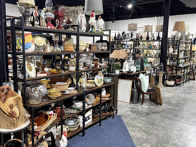 Rooster sculptures, vintage glassware, and conversation pieces galore. Your dinner guests will never stop asking, "Where did you find that amazing thing?"