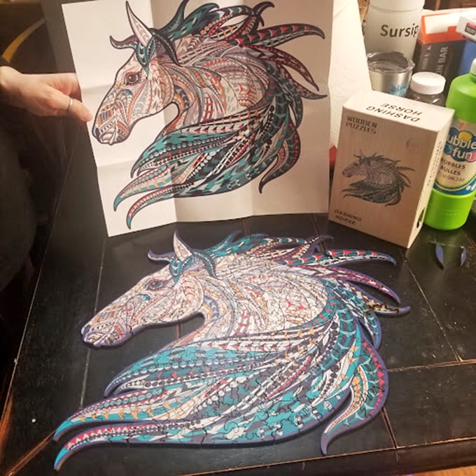 Even art finds its way to the bins! This intricate horse puzzle would cost triple elsewhere. Beauty and bargains aren't mutually exclusive.