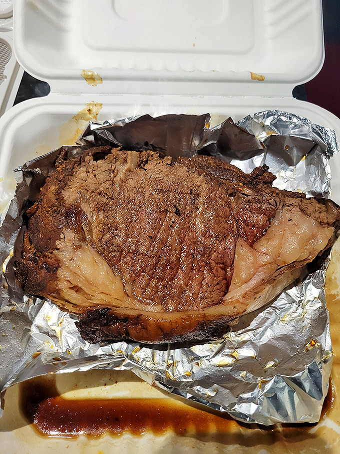The kind of prime rib that doesn't need a filter—just a bigger plate. Paired with golden fries and that view? Forget dessert, I'm ordering another.