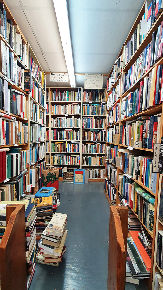 Like a literary Grand Canyon, these towering shelves create canyons of possibility where you'll need provisions and possibly breadcrumbs to find your way back.