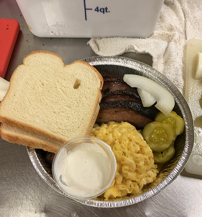 Not just pies! This hearty plate features brisket, mac and cheese, and pickles&mdash;comfort food that hugs your soul from the inside out.