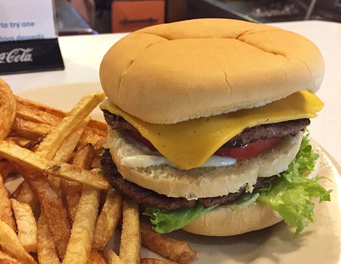 This isn't just a burger&mdash;it's architecture with cheese, a towering testament to the simple pleasure of beef on a bun.