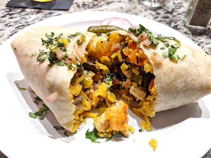 This burrito isn't just stuffed&mdash;it's having an existential crisis about containing so many delicious ingredients in one tortilla.