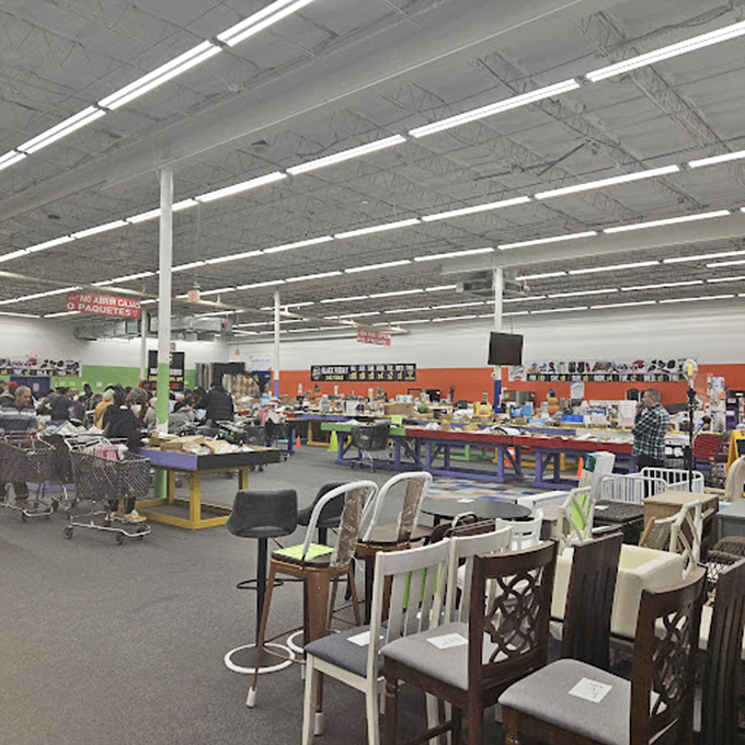 The furniture section offers everything from dining sets to patio chairs&mdash;perfect for the shopper who came for a toaster but left with a living room.