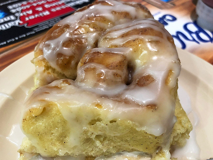 This isn't just a cinnamon roll&mdash;it's what morning dreams are made of. Gooey, warm, and draped in icing that doesn't know the meaning of moderation.