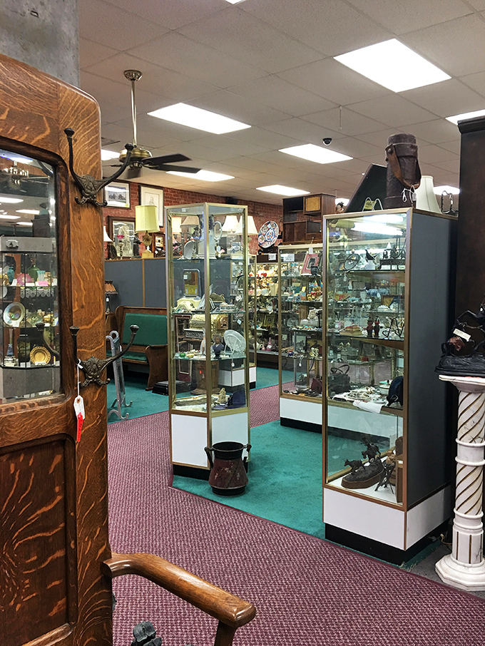 Display cases gleam with carefully arranged smaller treasures &ndash; the kind of organized chaos that makes antique hunters' hearts beat faster with possibility.