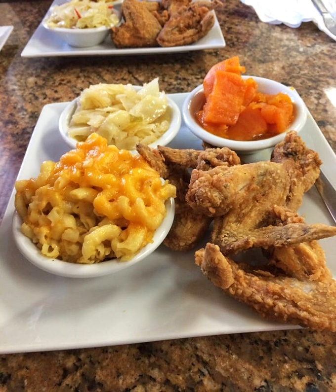 Soul food algebra: golden fried chicken + mac and cheese + candied yams = mathematical proof that comfort food is good for the soul.