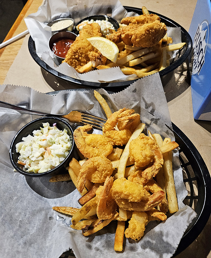 Seafood baskets that bring the boardwalk to the Midwest. The perfect marriage of golden-fried shrimp and hand-cut fries makes for a match made in heaven.