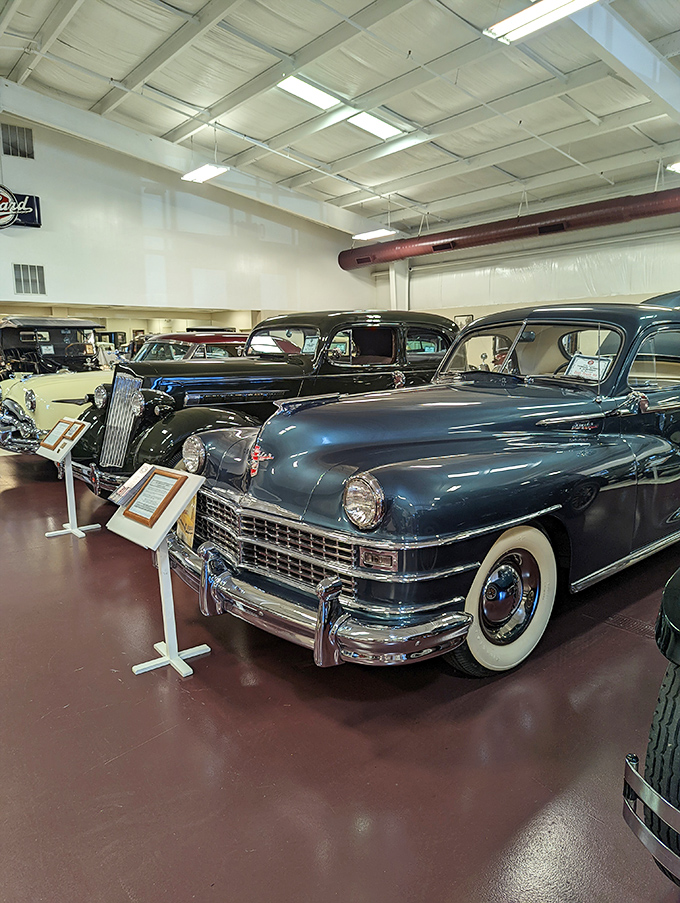 Chrome bumpers gleam under perfect lighting, showcasing the elegant curves of mid-century design when cars weren't just transportation&mdash;they were rolling sculptures.