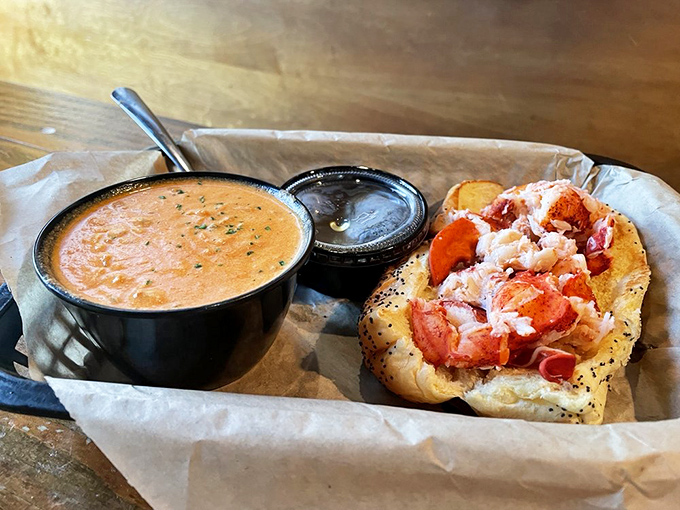 Lobster roll nirvana happens here. Paired with that creamy bisque, it's like New England and Georgia had a delicious coastal summit meeting.