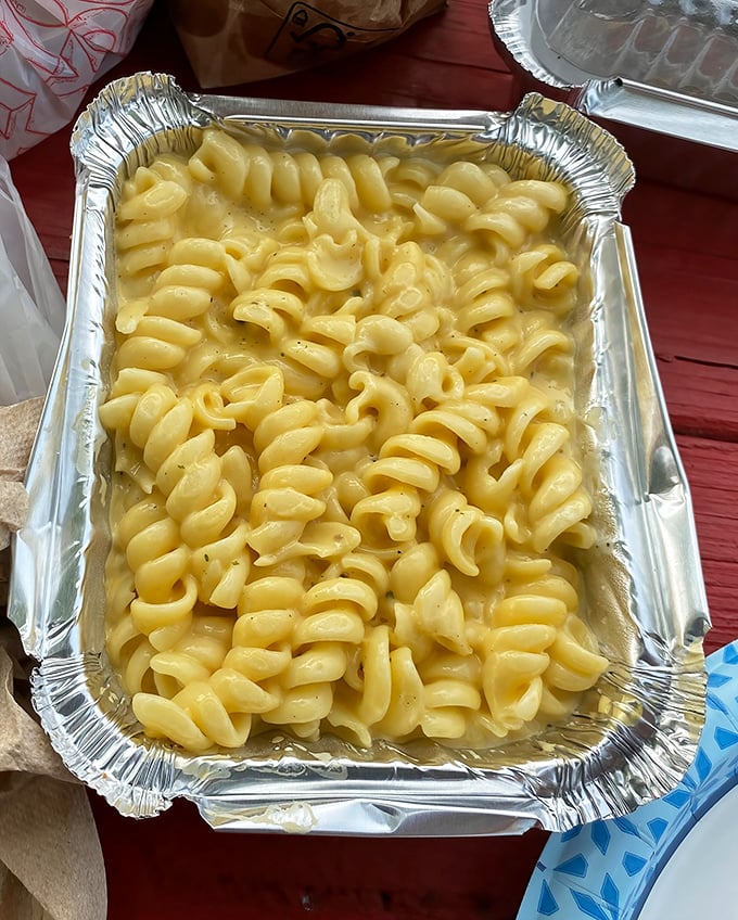 Mac and cheese that doesn't apologize for being exactly what it is&mdash;comfort in a tin pan, with each spiral pasta coated in creamy, nostalgic goodness.