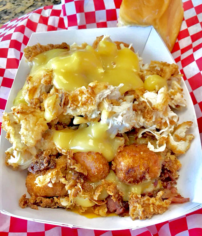 Comfort food engineering at its finest&mdash;crispy chicken chunks smothered in cheese sauce. Diet books should include a chapter called "Worth It."