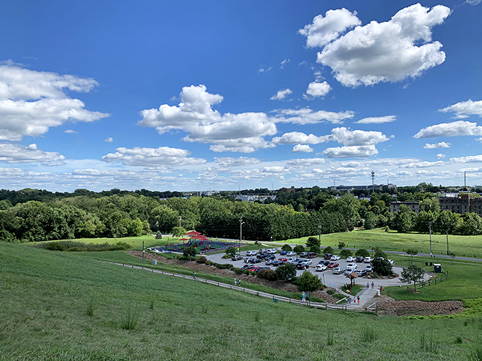 Green space abounds in Newark's thoughtfully designed parks. This panoramic view showcases the town's commitment to preserving natural beauty alongside urban development.