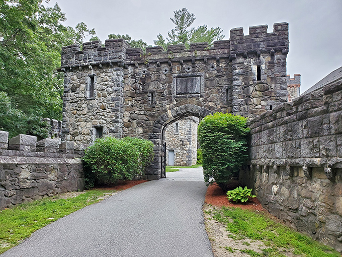 The castle's impressive gateway stands as a portal between worlds &ndash; one moment you're in modern New Hampshire, the next you're entering a medieval realm.