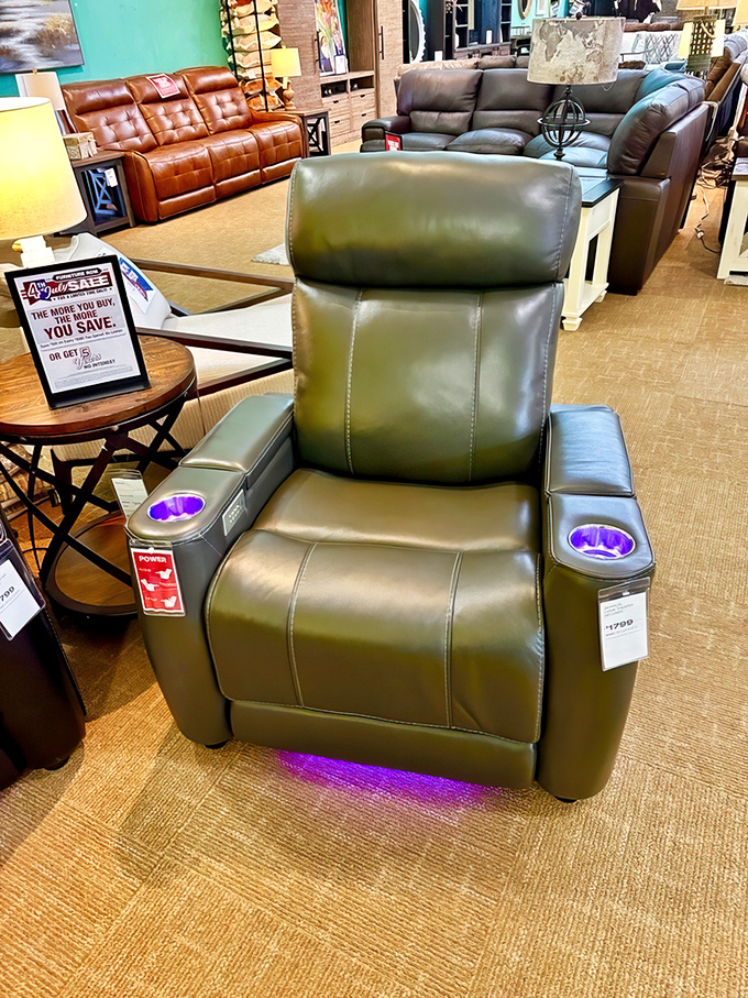 This isn't just a recliner&mdash;it's a spaceship for your living room, complete with cup holders that glow like the controls of the Millennium Falcon.