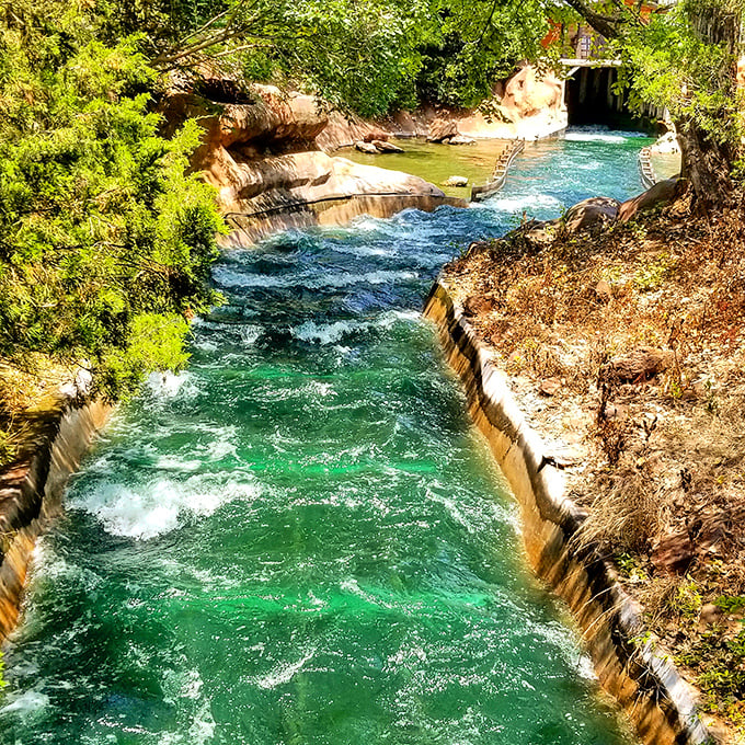 The rushing waters of the park's river attraction offer a refreshing respite from Oklahoma heat, proving not all Western adventures need to be dusty affairs.