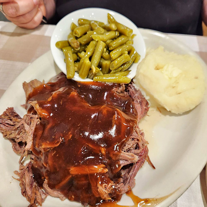 Pot roast that doesn't need a knife &ndash; just a gentle nudge from your fork. The gravy should be bottled and sold as a cure for bad days.